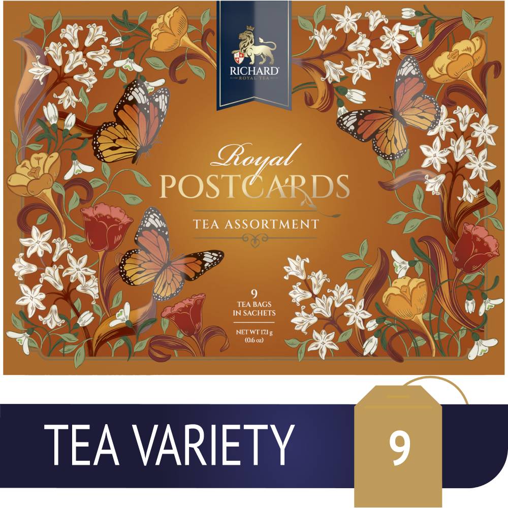 Richard ROYAL POSTCARDS TEA ASSORTMENT SPRING ORANGE - Kombinacija čajeva, ORANGE koverat,17.1g