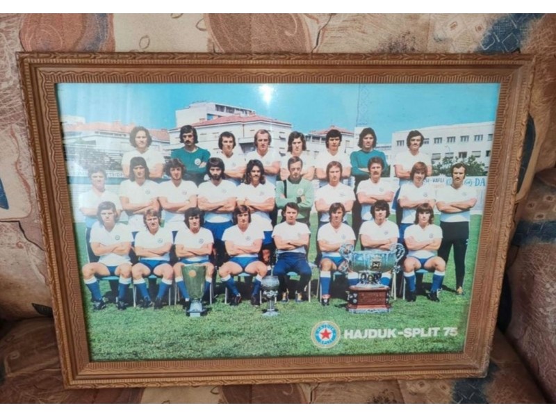 HAJDUK SPLIT 1975. - Uramljena slika 47x33 cm