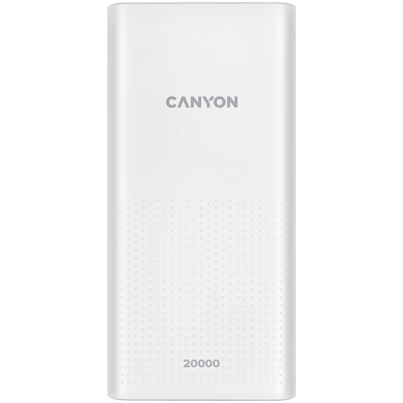 CANYON PB-2001, Power bank 20000mAh Li-poly battery, Input 5V/2A , Output 5V/2.1A(Max) , 144*69*28.5mm, 0.440Kg, white