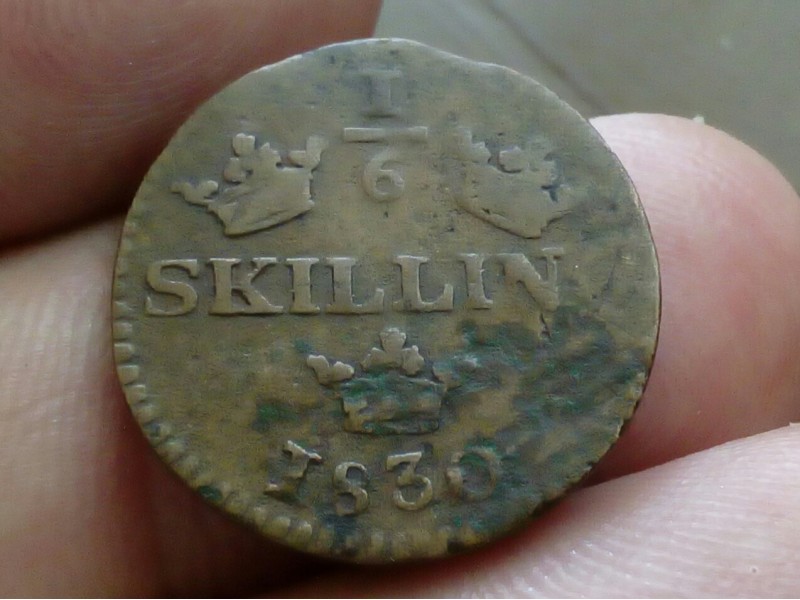 Svedska, 1\6 skiling 1830, ravan obod