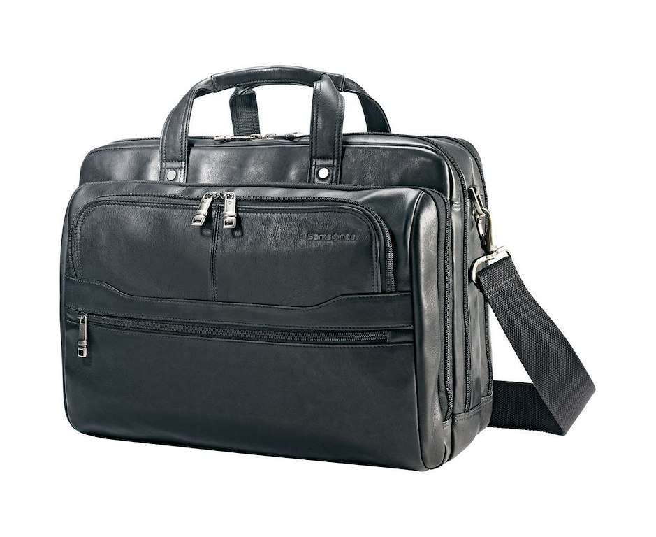 Samsonite Colombian Leather 2 Pocket Business Case with 15.6" Laptop Pocket (Black)