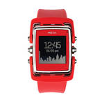 MetaWatch M1 Color Smartwatch (Red/Stainless Steel, Red Rubber Strap)