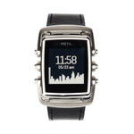 MetaWatch M1 Core Smartwatch (Stainless Steel, Black Leather Strap)