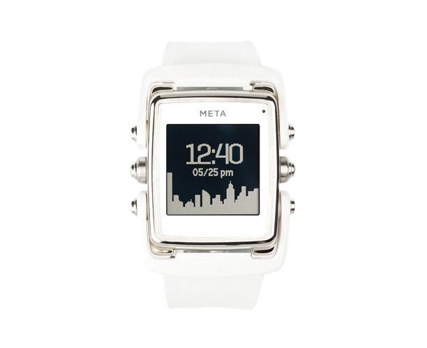 MetaWatch M1 Color Smartwatch (White/Stainless Steel, White Rubber Strap)