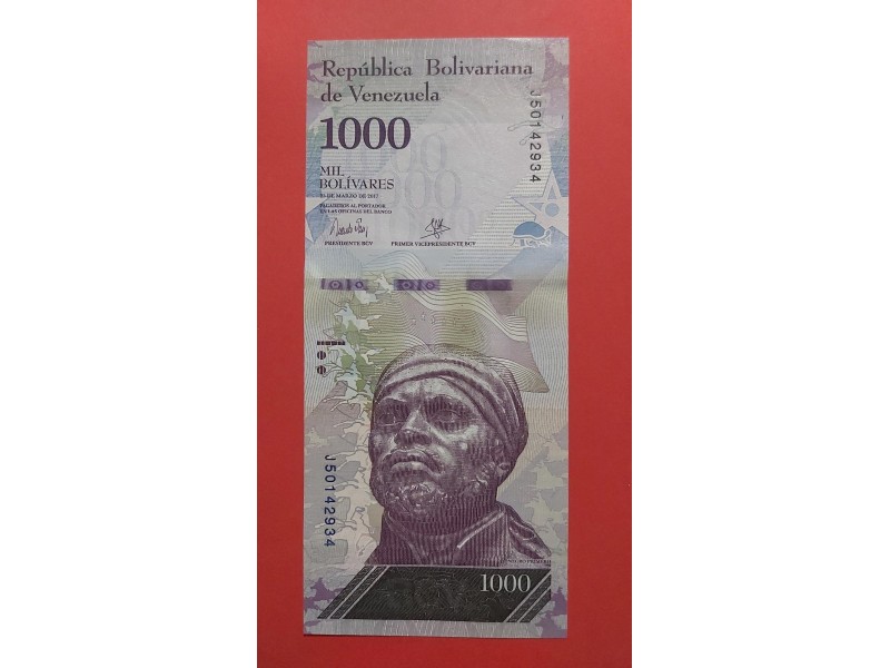 1.000 bolivares 2017 god Venecuela UNC