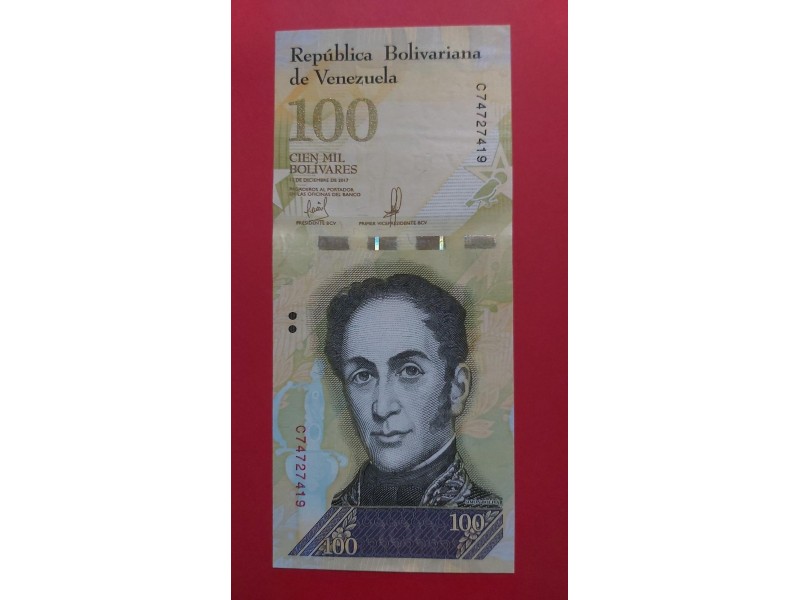 100.000.000 bolivares 2017 god Venecuela UNC