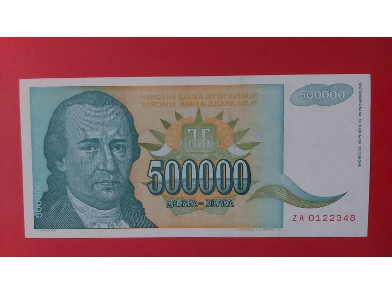 ZA 500.000 dinara 1993 god UNC