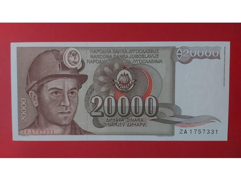 ZA 20.000 dinara 1987 god SFRJ UNC