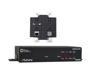 Aurora Multimedia DXW-2EUH Wall Plate with HDBaseT & USB CAT Extenders (Black)