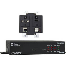 AURORA MULTIMEDIA DXW-2EUH WALL PLATE WITH HDBASET & USB CAT EXTENDERS (BLACK)