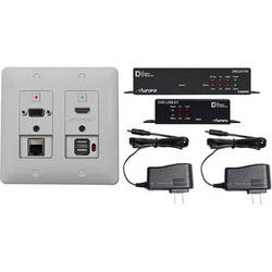 AURORA MULTIMEDIA DXW-2EUH WALL PLATE WITH HDBASET & USB CAT EXTENDERS (WHITE)