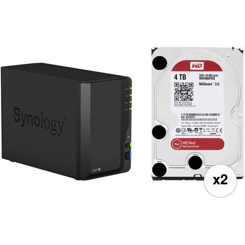 Synology DiskStation 8TB DS218+ 2-Bay NAS Enclosure Kit with WD NAS Drives (2 x 4TB)