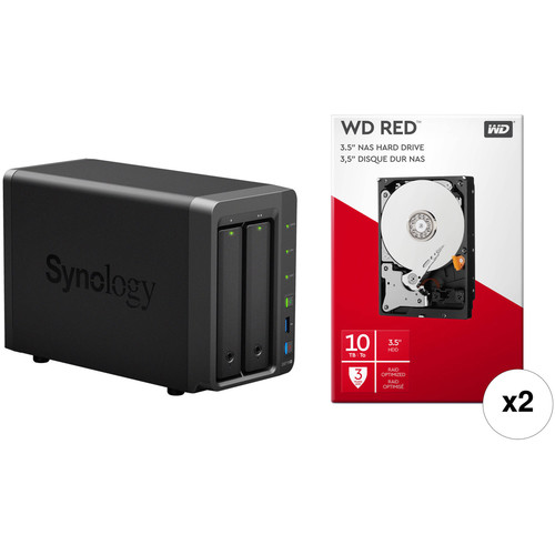 Synology DiskStation 20TB DS218play 2-Bay NAS Enclosure Kit with WD NAS Drives (2 x 10TB)