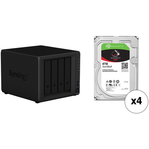 Synology DiskStation 32TB DS418play NAS Enclosure Kit with Seagate NAS Drives (4 x 8TB)