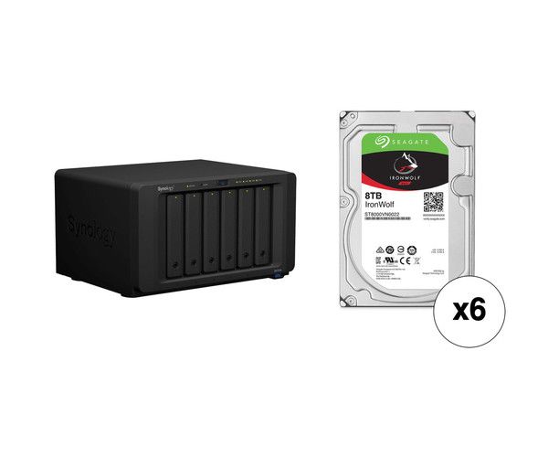 Synology DiskStation DS1618+ 48TB 6-Bay NAS Enclosure Kit with Seagate NAS Drives (6 x 8TB)