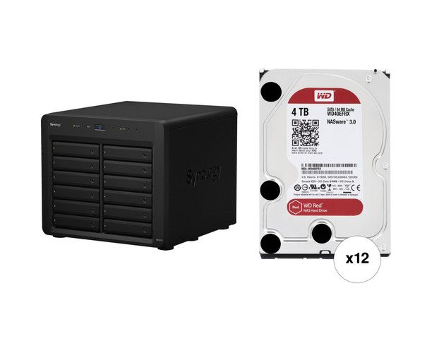 Synology DX1215 48TB 12-Bay NAS Expansion Unit Kit with WD NAS Drives (12 x 4TB)
