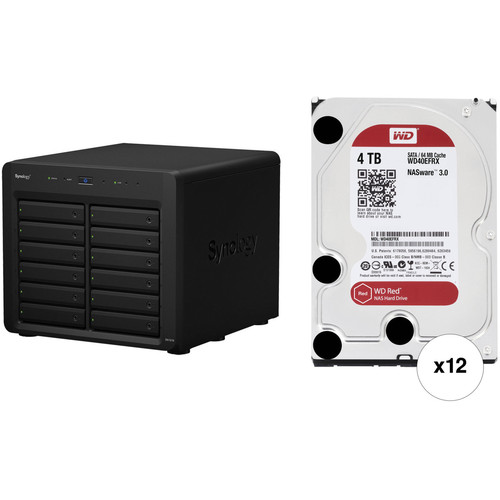 Synology DX1215 48TB 12-Bay NAS Expansion Unit Kit with WD NAS Drives (12 x 4TB)