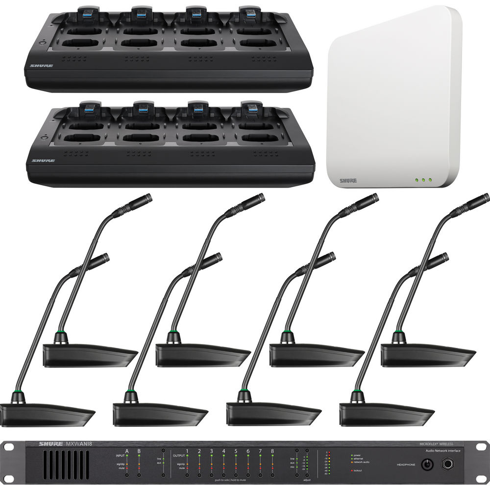 Shure Microflex 8-Channel Gooseneck Base Wireless System