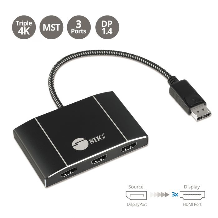 Siig Triple 4K DisplayPort 1.4 to HDMI MST Hub Splitter