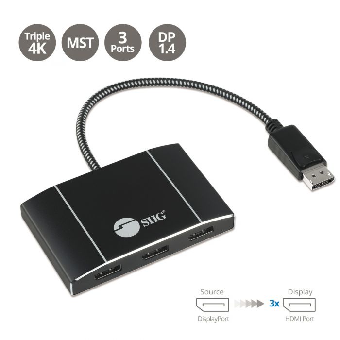 Siig 4K DisplayPort 1.4 to DisplayPort MST Hub Splitter