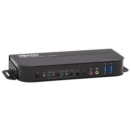 Tripp Lite 2-Port HDMI/USB KVM Switch 4K 60 Hz, HDR, HDCP 2.2, IR, USB Sharing, USB 3.0 Cables