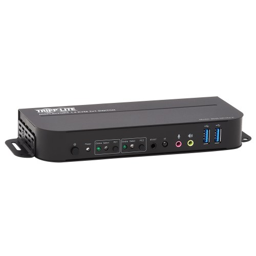 Tripp Lite 2-Port DisplayPort/USB KVM Switch 4K 60 Hz, HDR, HDCP 2.2, IR, DP 1.4, USB Sharing, USB 3.0 Cables