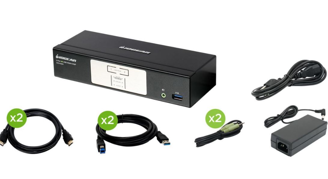 Iogear 2-Port 4K KVM with HDMI Connection, USB and Audio