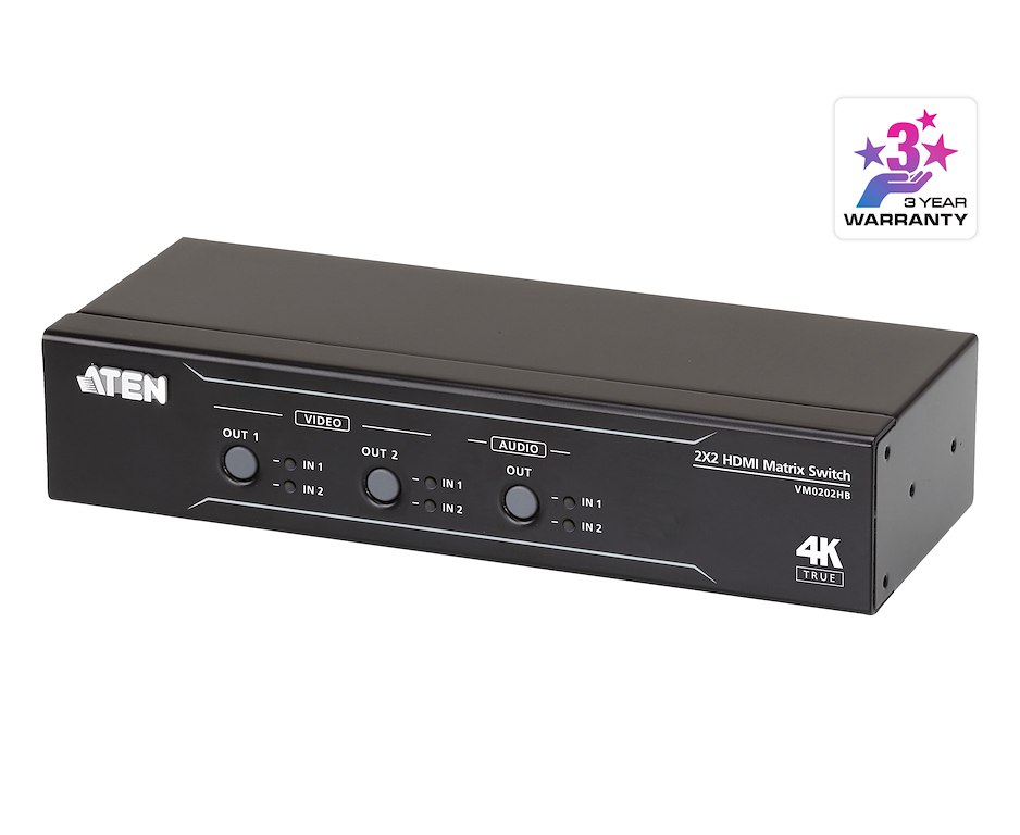 Aten 2 x 2 True 4K HDMI Matrix Switch with Audio De-Embedder