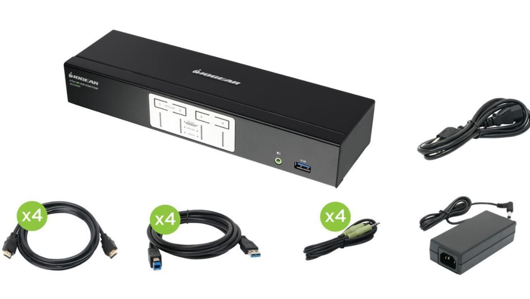 Iogear 4-Port 4K KVM with HDMI Connection, USB and Audio