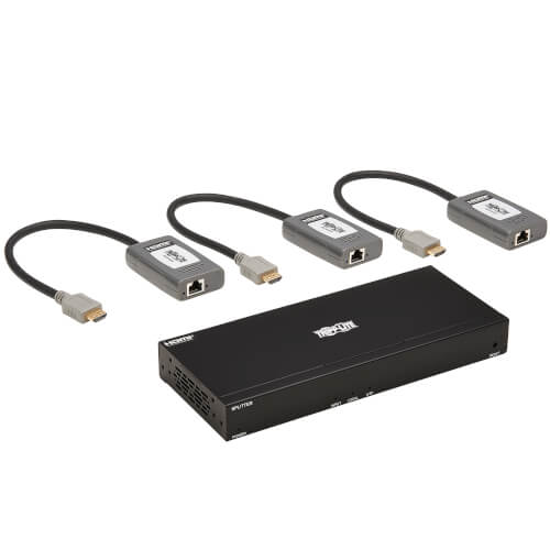 TRIPP LITE 4-PORT HDMI OVER CAT6 EXTENDER KIT, SPLITTER/3X PIGTAIL RECEIVERS - 4K 60 HZ, HDR, 4:4:4, POC, 230 FT. (70.1 M), TAA