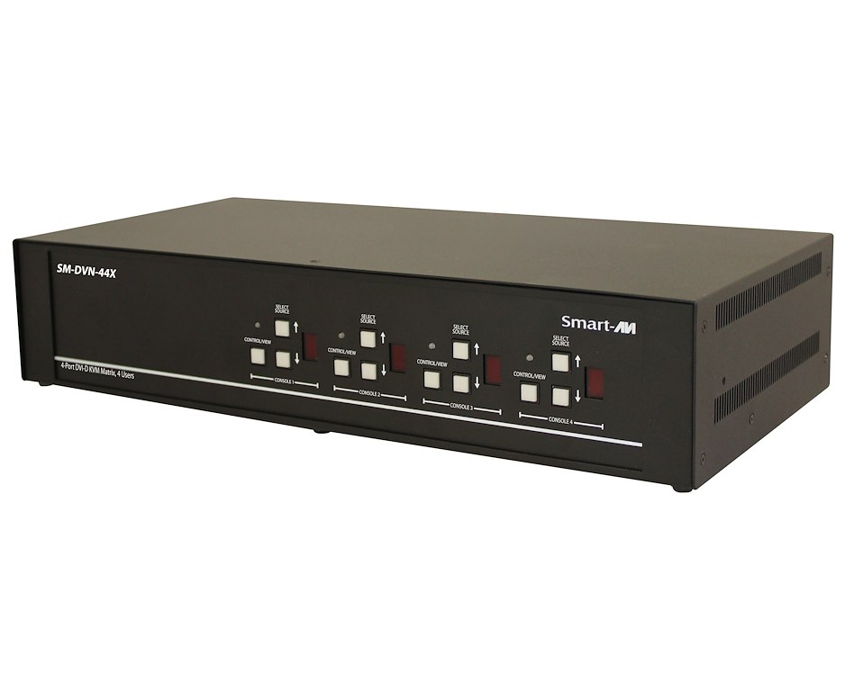 SmartAVI 4-Port DVI-D Matrix KVM Switch with Audio and USB 2.0 Support (4 Users)