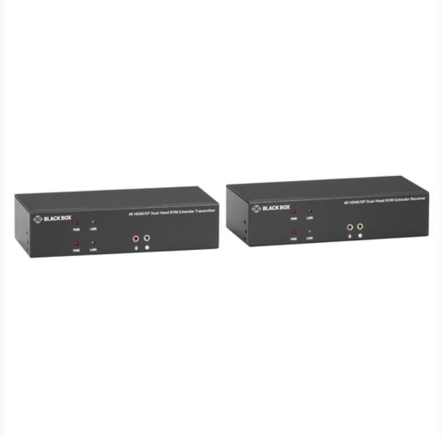 Black Box KVX KVM Extender over CATx – 4K, Dual-Head, HDMI/Displayport