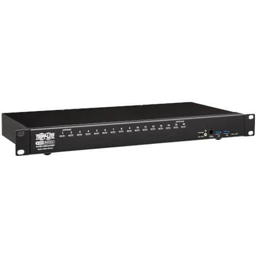 Tripp Lite 16-Port DisplayPort/USB KVM Switch with Audio/Video and USB Peripheral Sharing, 4K 60 Hz, 1U Rack-Mount