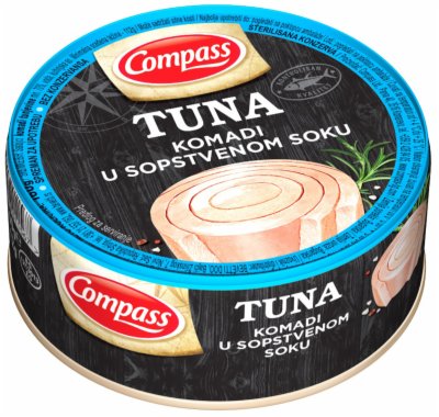 TUNA KOMADI U SOPSTVENOM SOKU COMPASS 160G
TUNA KOMADI U SOPSTVENOM SOKU COMPASS 160G