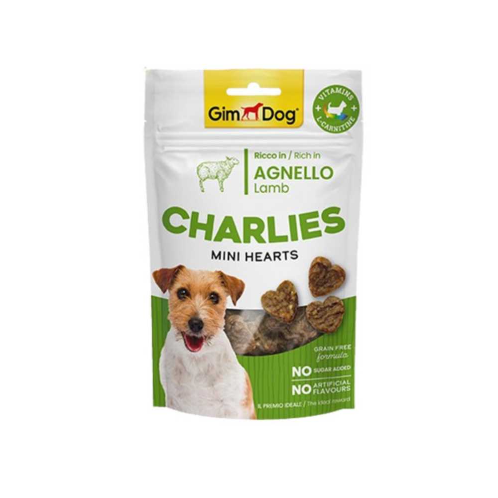 GimDog Charlies Mini Hearts - Jagnjetina 70g