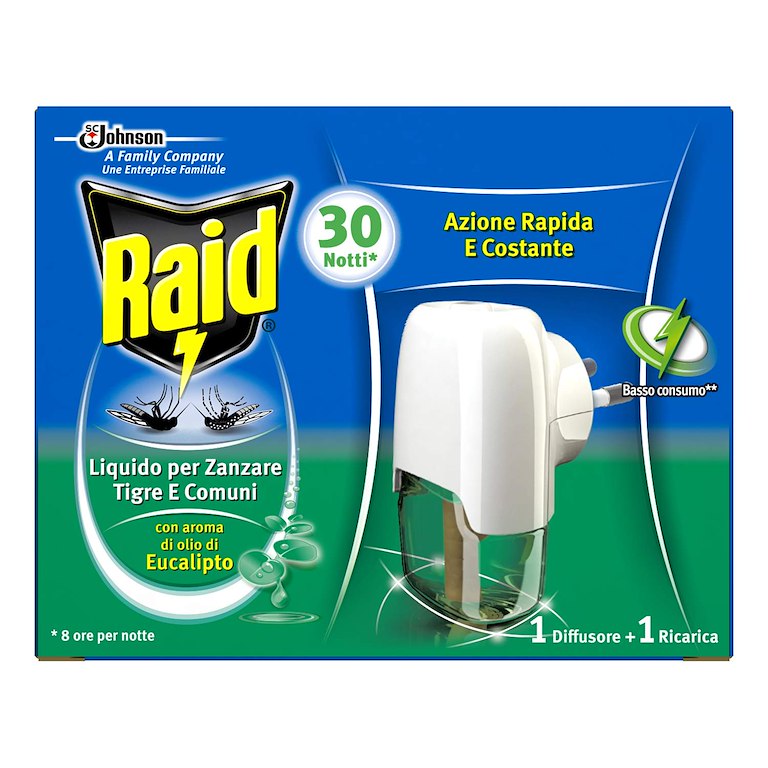 Raid električni aparat za komarce sa tečnošću, miris eukaliptusa, 1 kom.