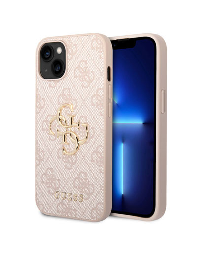 Maska za iPhone 15 Plus LEATHER 4G METAL LOGO PINK