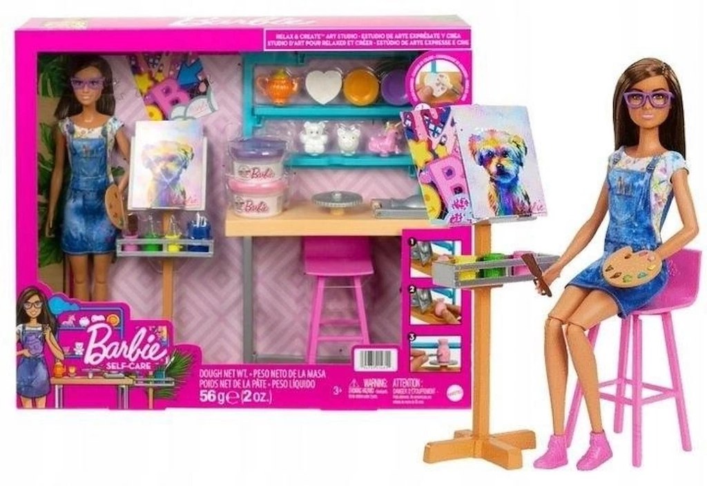 BARBIE LUTKA SET RELAX & CREATE ART STUDIO