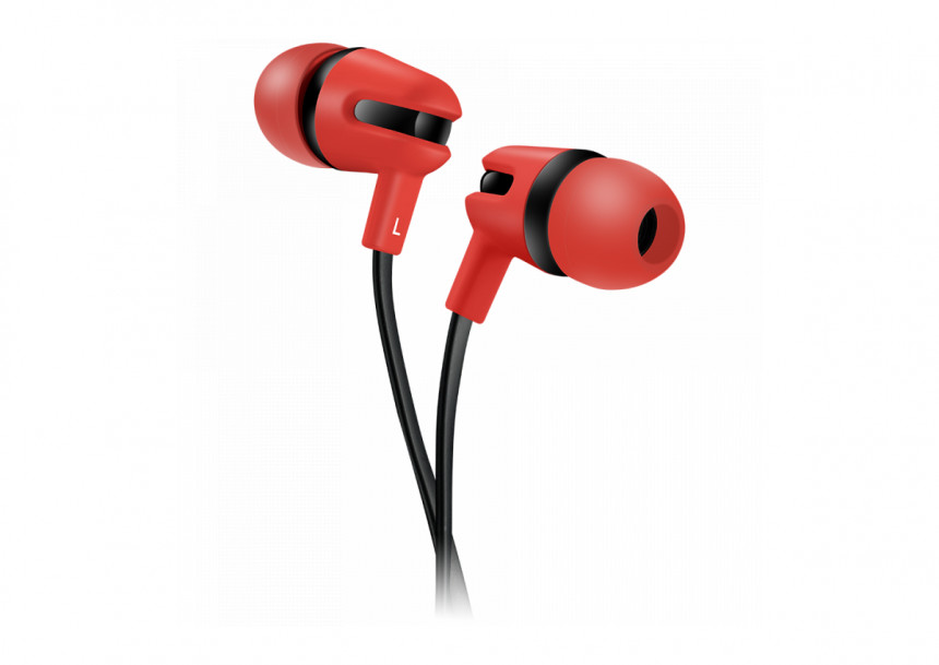 CANYON SEP-4 Stereo earphone with microphone, 1.2m flat cable, Red, 22*12*12mm, 0.013kg