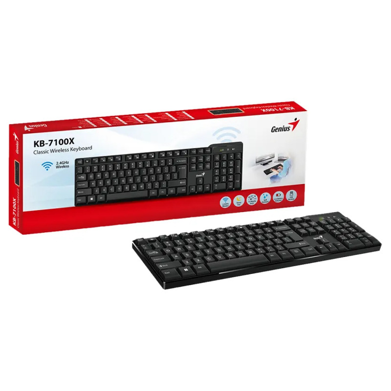 KB-7100X Wireless USB US wireless crna tastatura