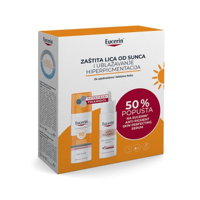 EUCERIN PROMO BOX SUN PIGMENT CONTROL SPF50 50ML + ANTIPIGMENT SKIN PERFECTING SERUM 30ML