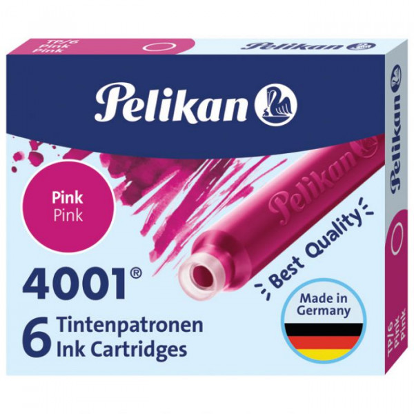 Tinta za nalivpero patrone kratke pk6 4001 pelikan 321075 roze