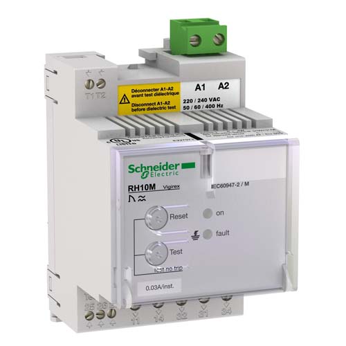 SE Residual current protection relay VigiPacT RH10M 100mA 380/415VAC 50/60Hz DIN rail mounting