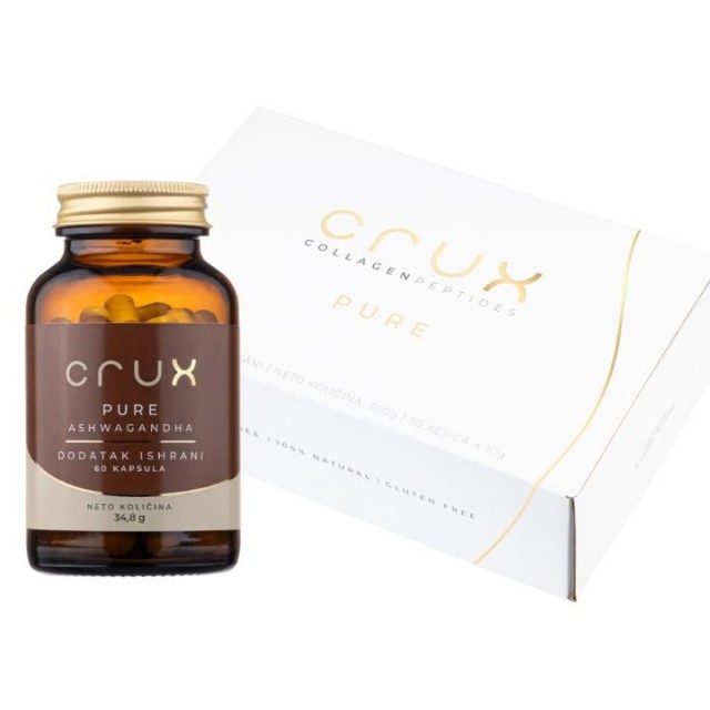 CRUX KOLAGEN prašak u kesicama, 30kom + CRUX PURE ASHWAGANDHA kapsule, 60kom PAKET