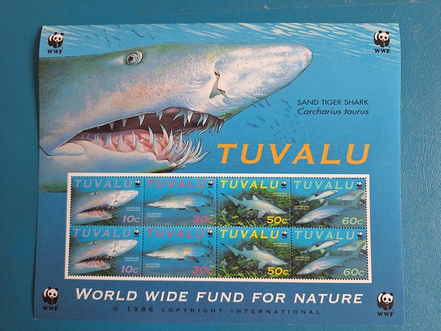 Tuvalu 2000 cist blok-tabak WWF
