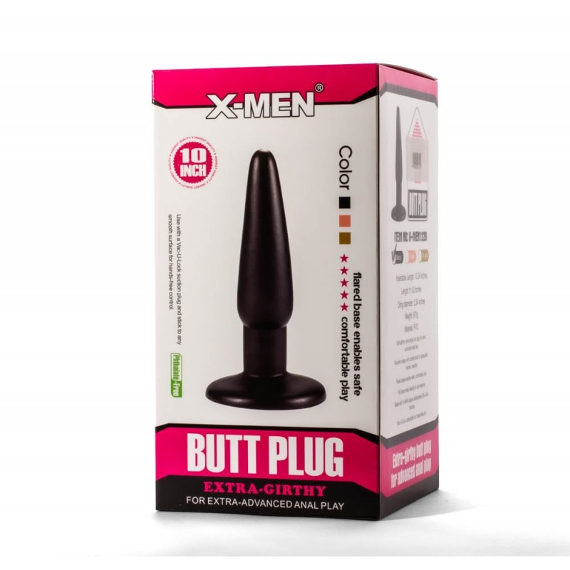 X-Men 10" Extra Girthy Butt Plug Black I, XMEN000156 / 8072