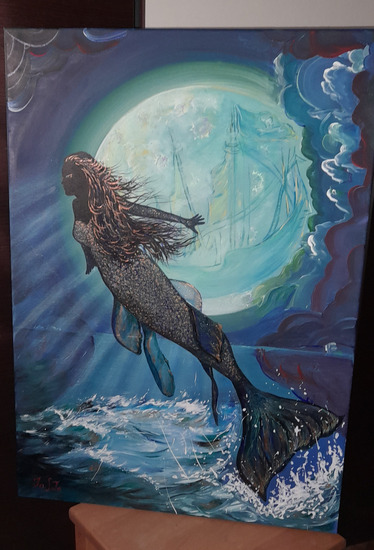 Mermaid knows why- autorska slika na kanvasu
