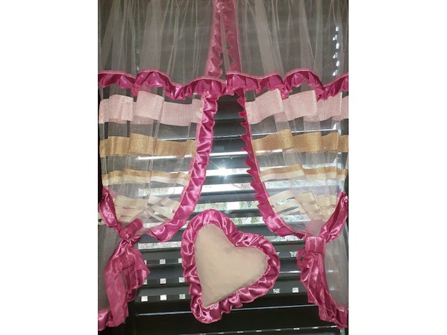 Zavesa roza + jastuk Srce
