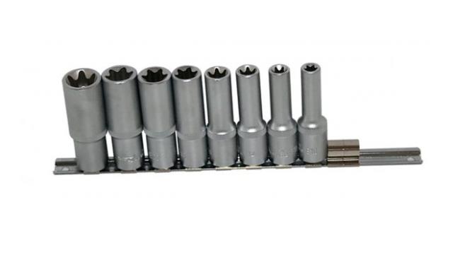 Ključevi nasadni duboki TORX ženski od E10-E24 mm na šini ASTA