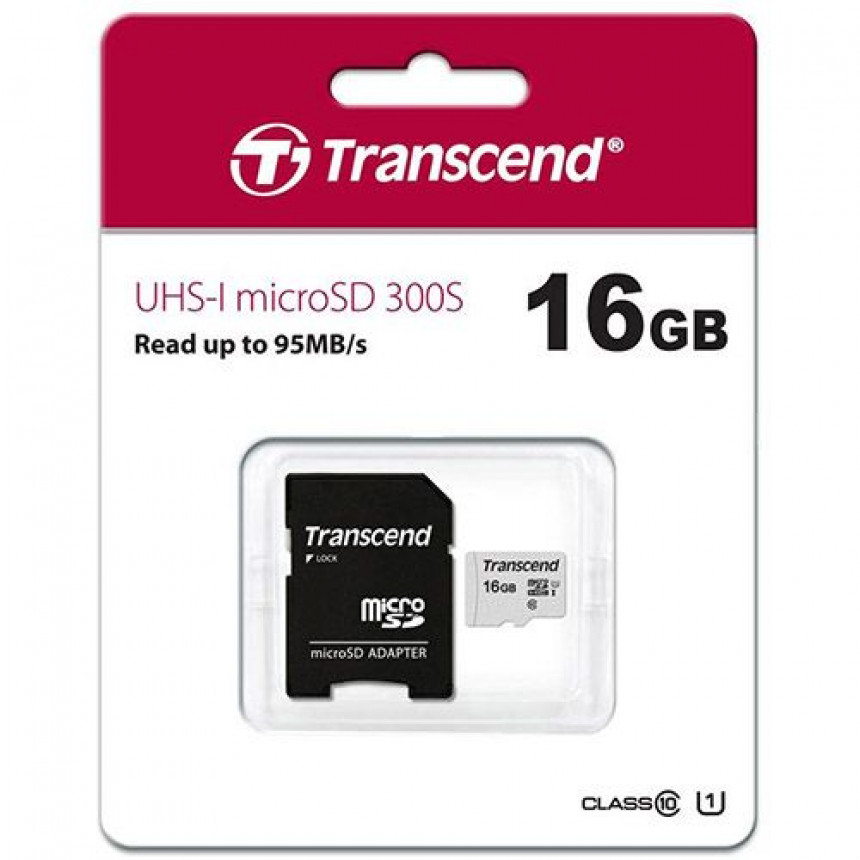 Micro SD 16 GB, Class 10 U1, Read up to 95MB/s with adapter